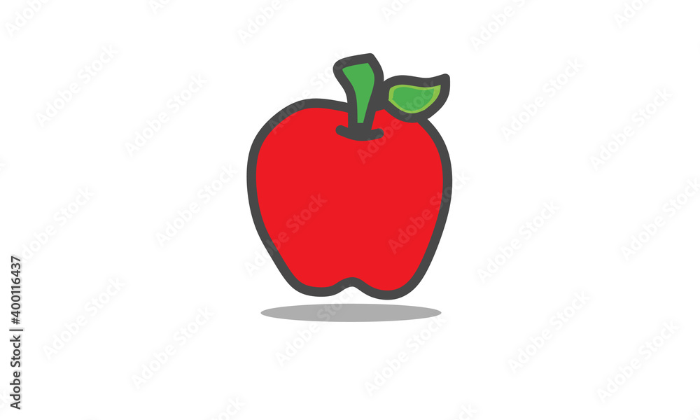 Apple fruit illustration outline design. isolated white. vector Stock ...