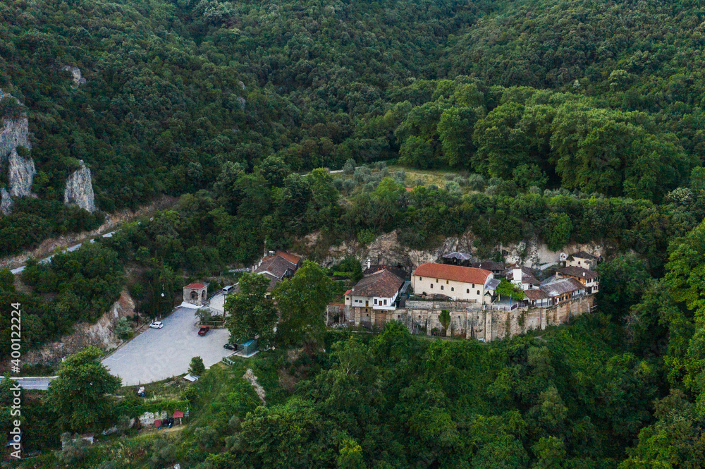 Moni timiou prodromou, Haliacmon the longest river in Greece Stock ...