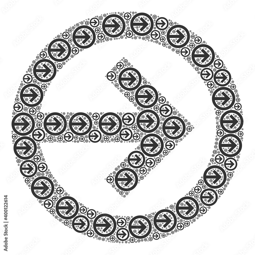 Recursive composition from direction right. Flat vector direction right ...