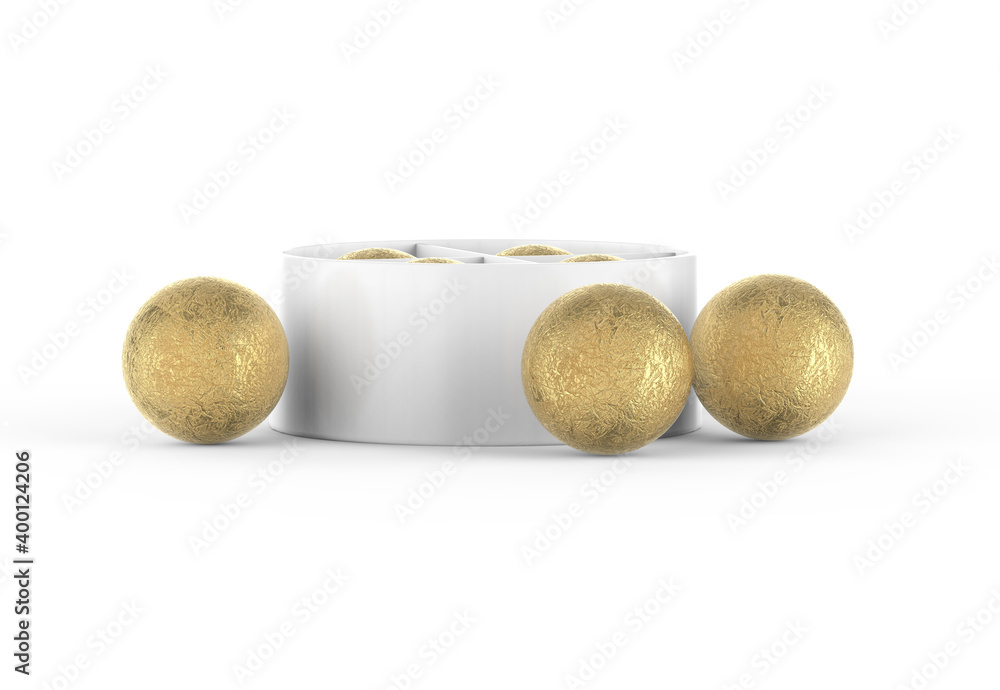 Round chocolate box mockup template on isolated white background, round ...