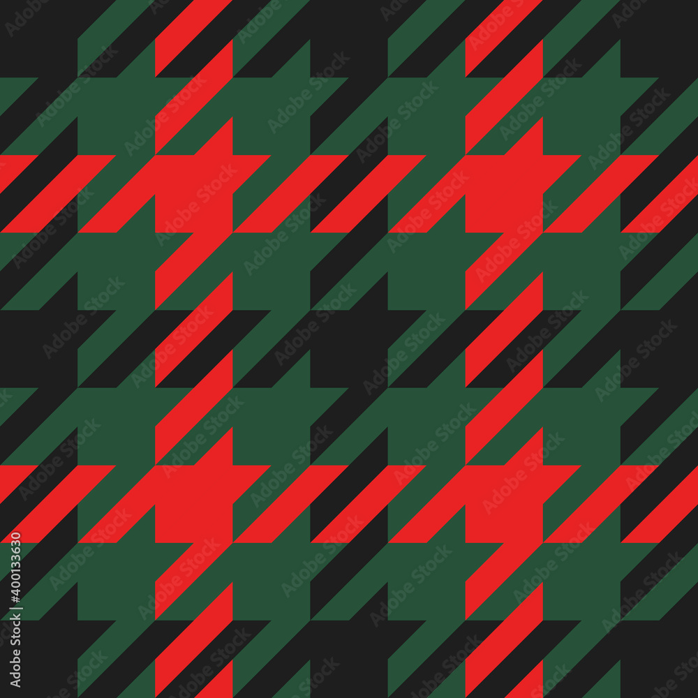 Goose foot. Christmas Pattern of crow's feet in red and green cage ...