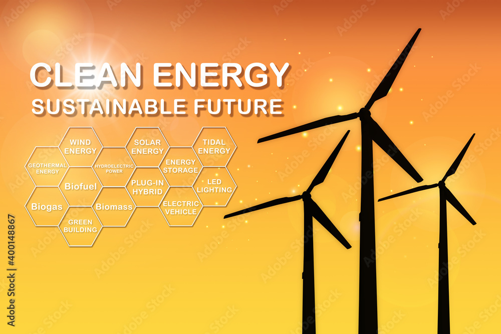 Clean energy concept to sustainable future concept and alternative ...