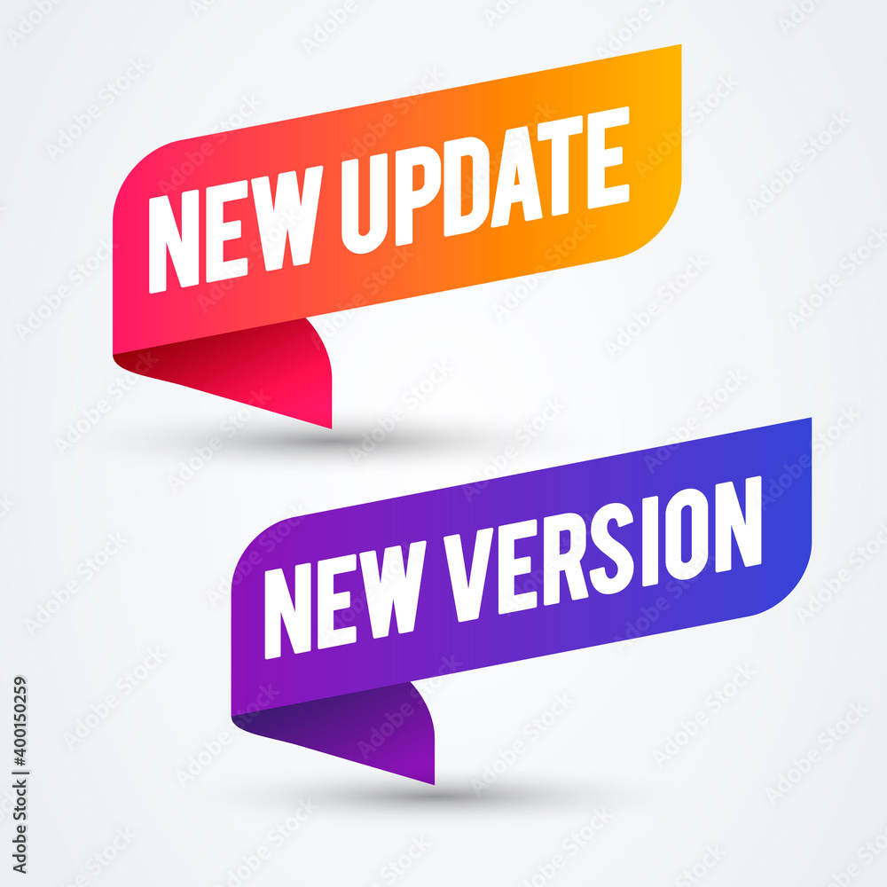 Vector Illustration Colorful New Update And Version Banner Stock Vector ...