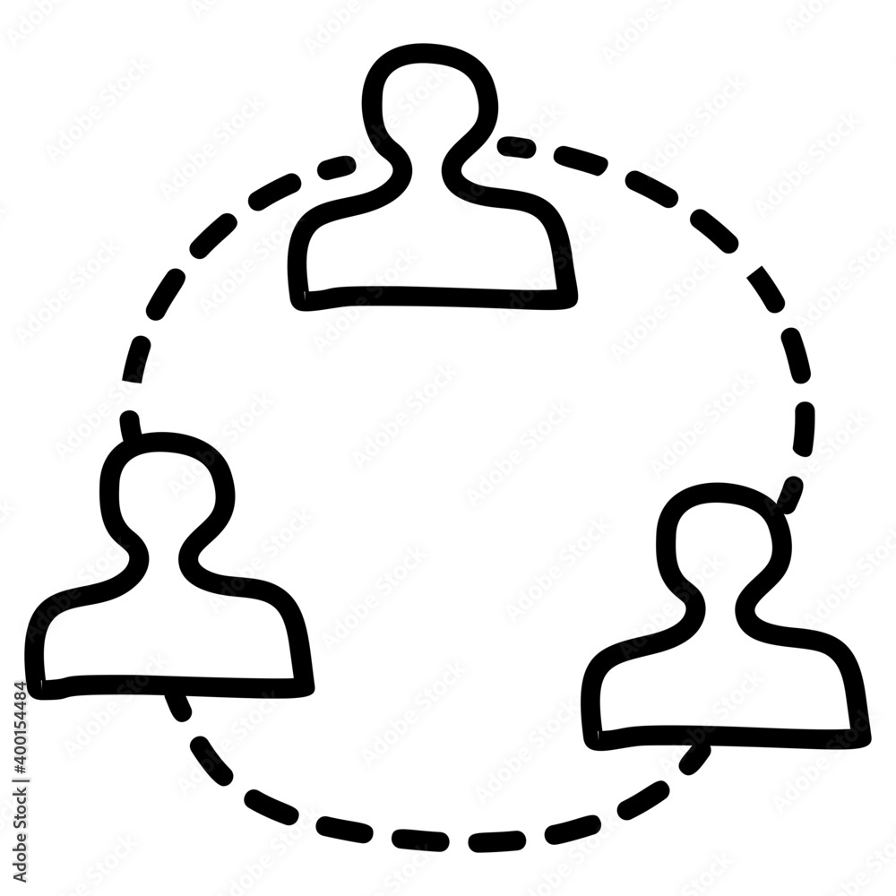 Man in a circle, group collaboration icon in line design. Stock Vector ...