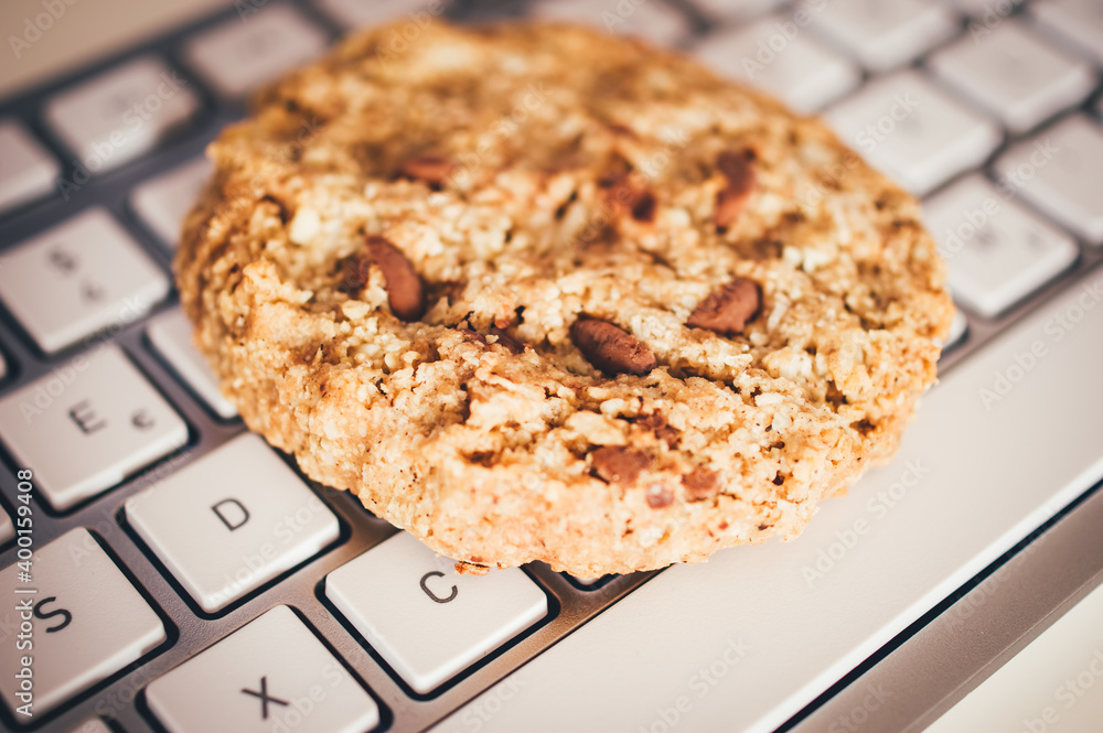 Cookies with a keyboard to clarify cookie banners for websites Stock ...
