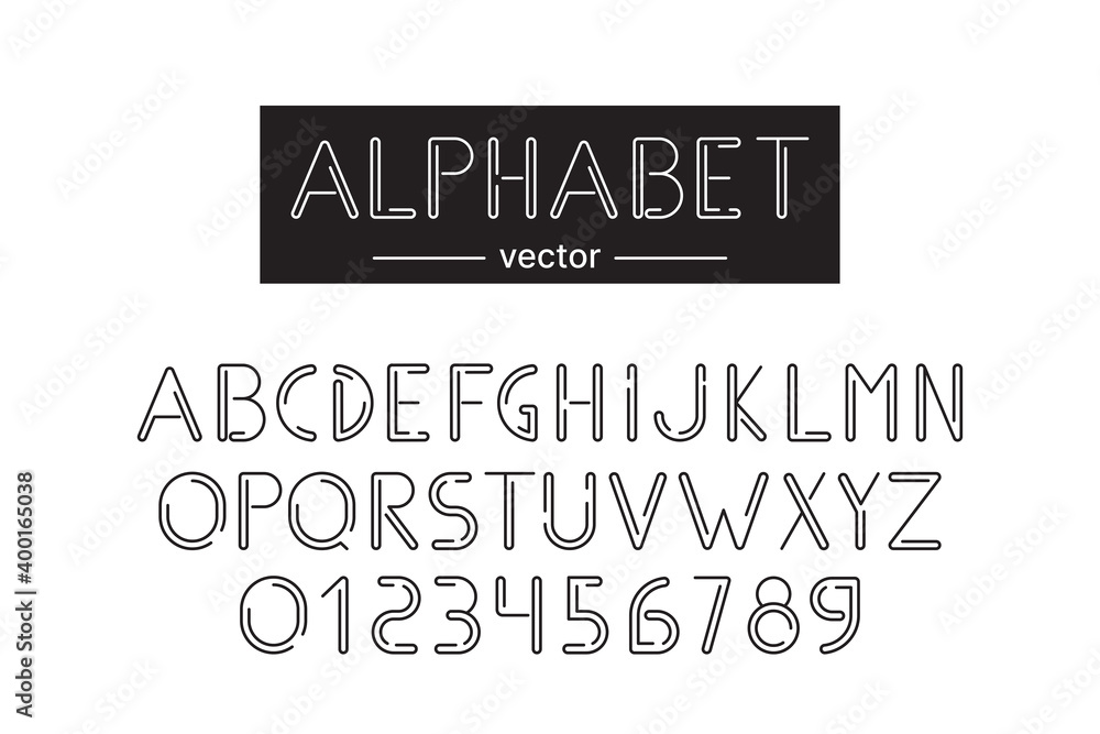 Vector stylized abstract modern font and alphabet, line art Stock ...