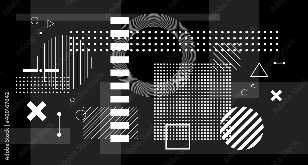 Wide geometric shapes backround illustration, abstract black and white ...