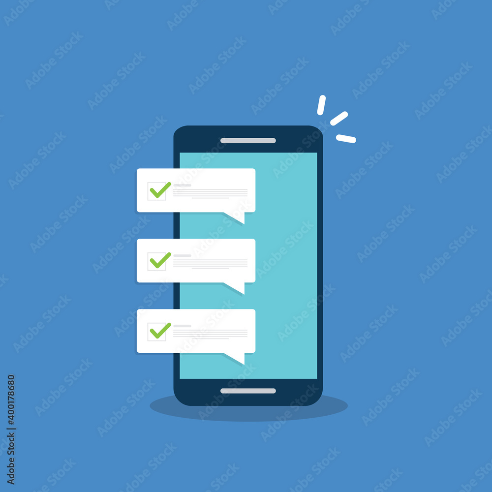 Mobile phone with push notifications or smartphone cellphone sms ...