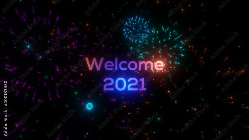 Vidéo Stock Thank you 2020 and welcome 2021 text. Firework explosion 3d ...