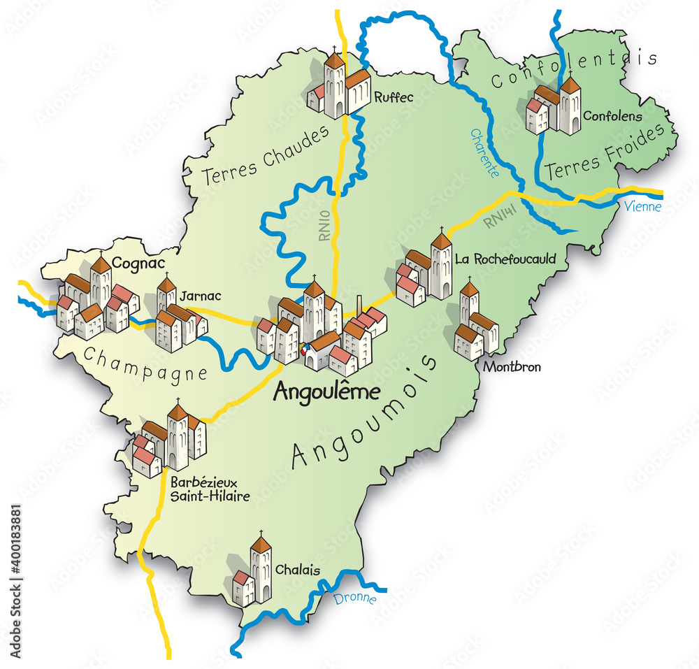 16 Carte du département de la Charente Stock Vector | Adobe Stock