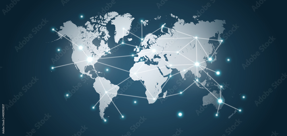 World map. Global network connections point and line. Stock ...