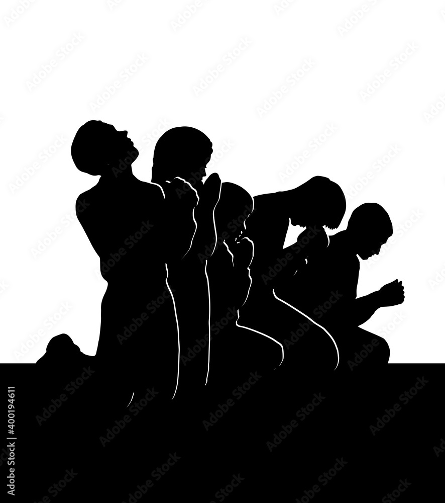 Vector image of the praying person Stock Vector | Adobe Stock