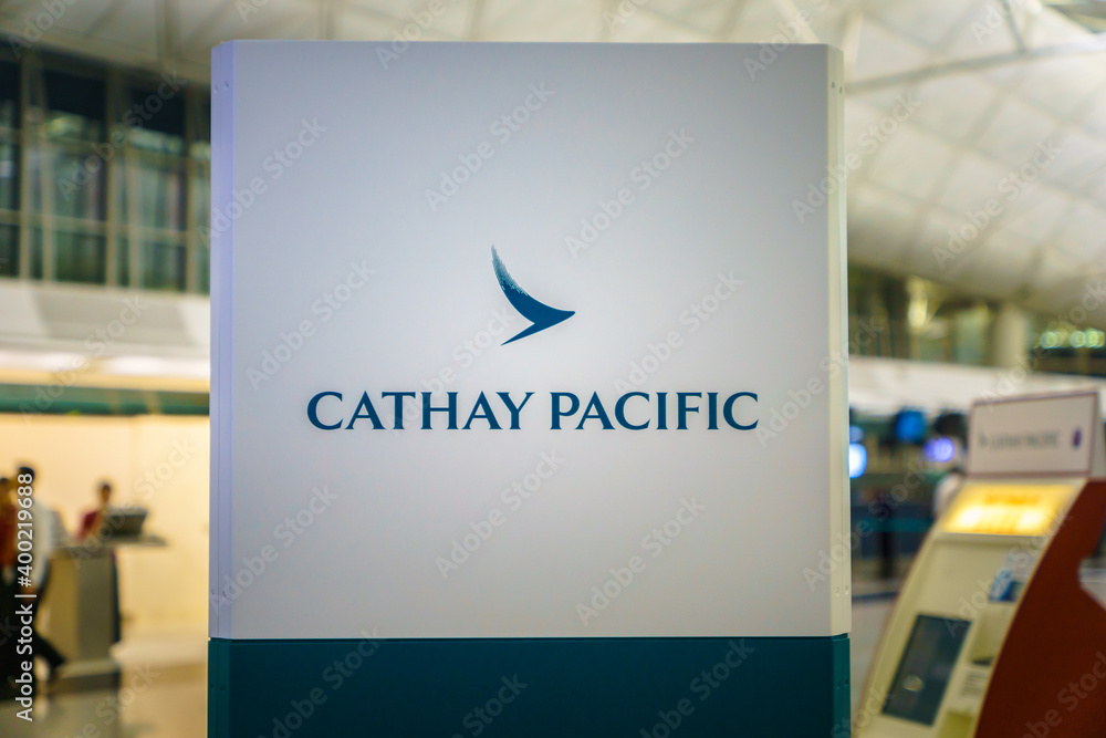 Hong Kong - March 2017: Cathay Pacific check-in counter at Hong Kong ...