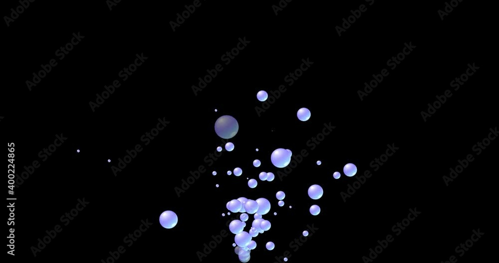 color animation of flying water bubbles on a dark background, Beautiful ...