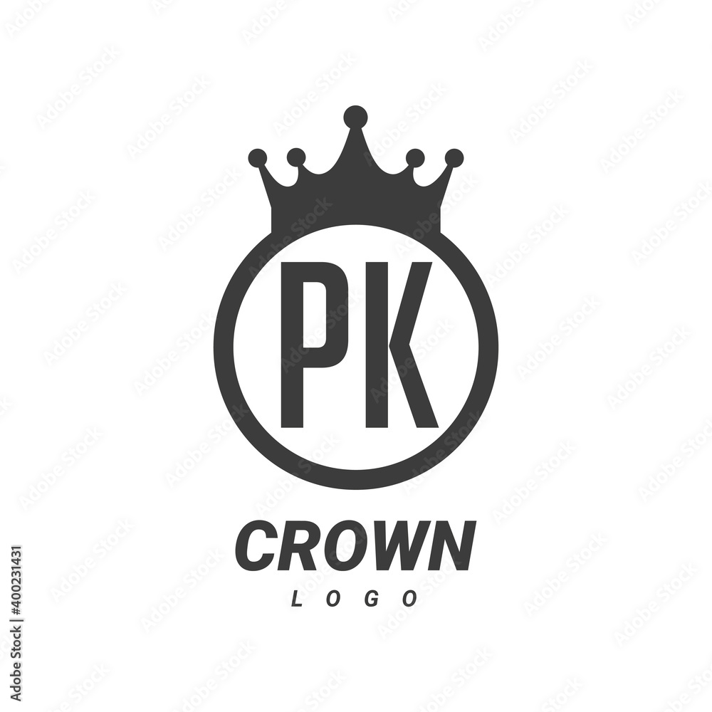 PK Letter Logo Design with Circular Crown. Stock Vector | Adobe Stock