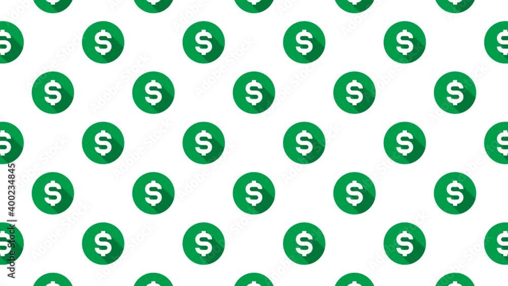 White US Dollar Currency Symbols In Green Circles Seamless Pattern On A 