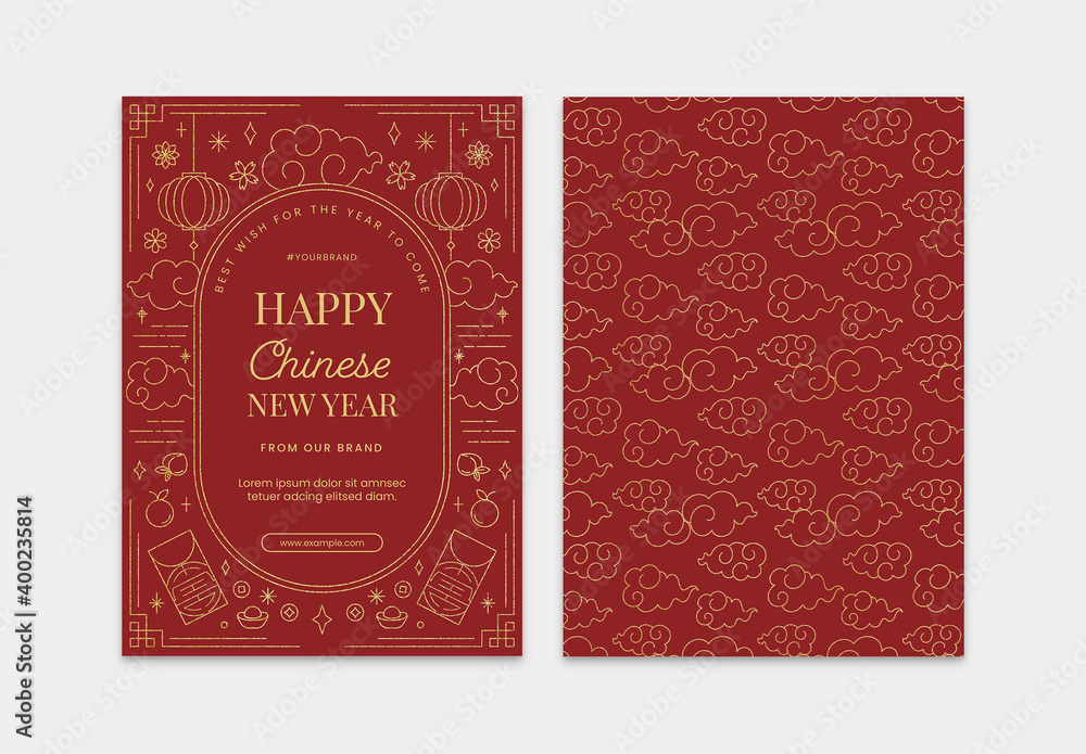 Chinese Lunar New Year Card Layout with Lucky Symbol Stock Template ...