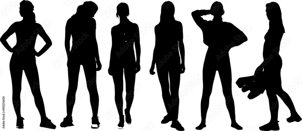 Vector silhouette of ladies hd, front view perfect to include in your ...