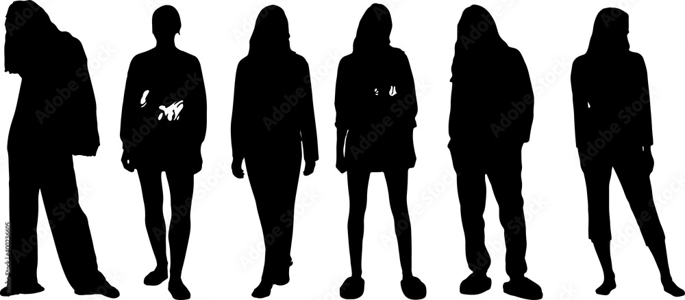 Vector silhouette of ladies, hight quality, front view perfect to ...