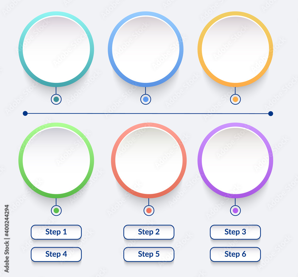 Circle vector infographic elements set in minimal style. Flowchart ...