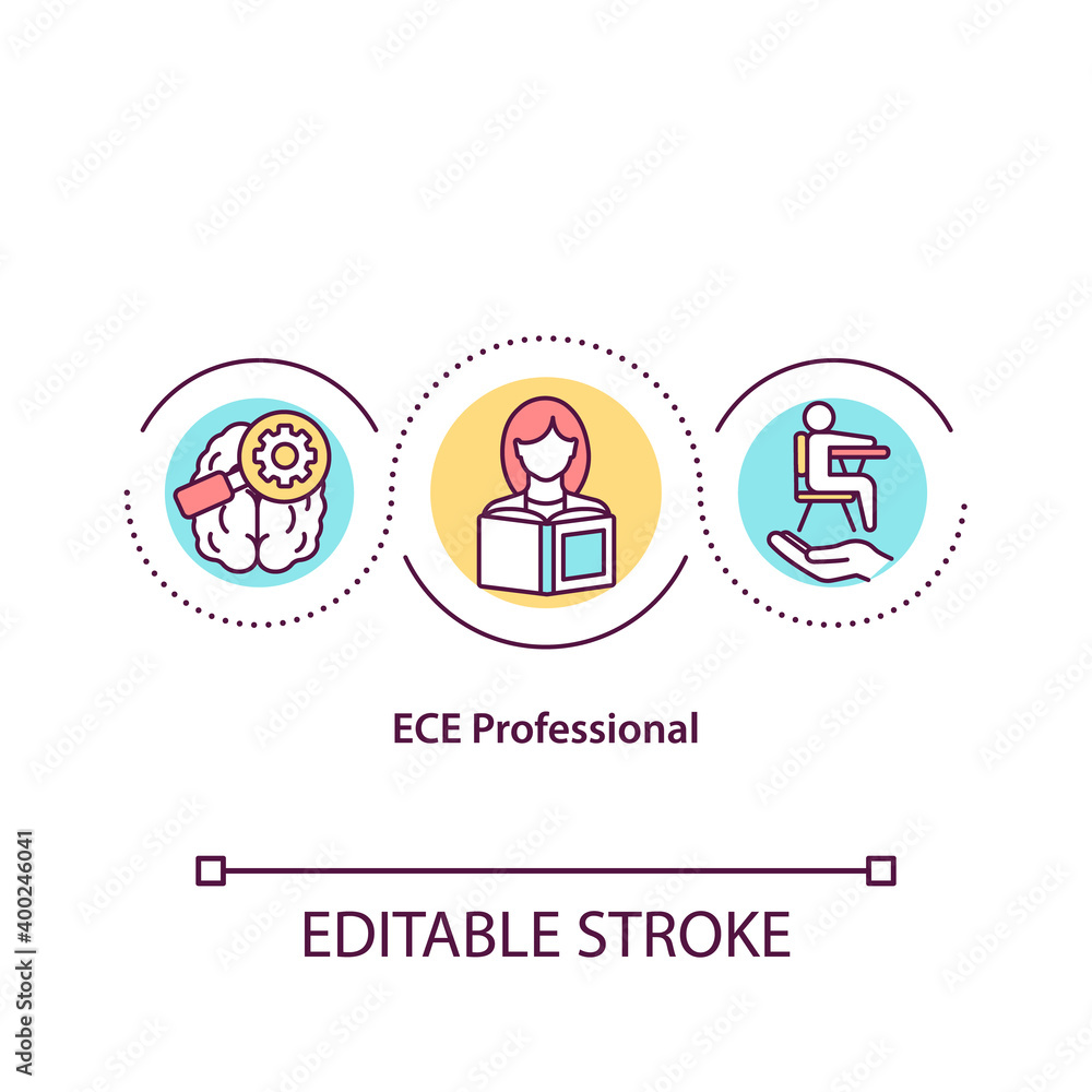 ECE professional concept icon. Teaching young children from infancy ...