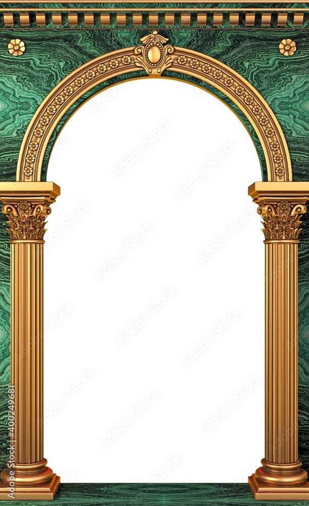 Golden luxury classic arch portal with columns Stock Illustration ...
