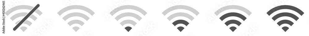 Wi-fi icons set. Different levels of Wi-Fi signal. Vector set of different wireless Wi-F icons ...