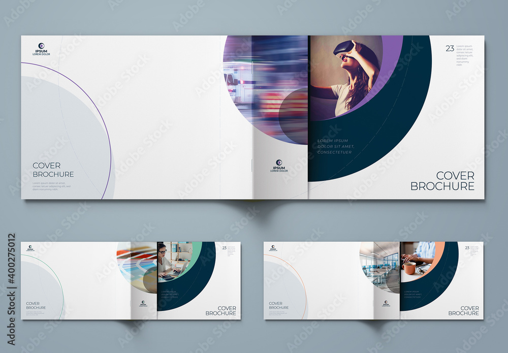 Business Landscape Cover Layout with Circle Dynamic Shapes Stock ...