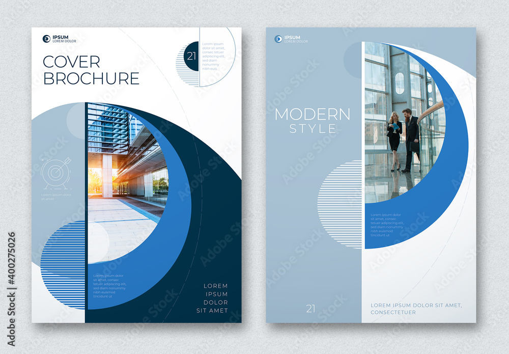 Business Report Cover Layout Set with Circle Elements Stock Template ...