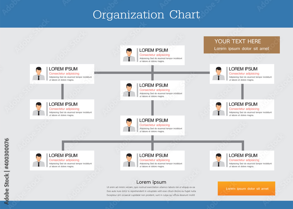 Organization Chart Infographics with People Icon and Abstract Line ...