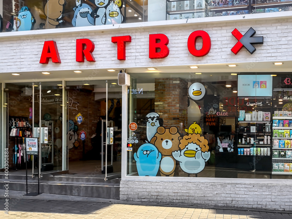 Seoul, South Korea - April 12, 2019: Art Box storefront in Seoul, South ...