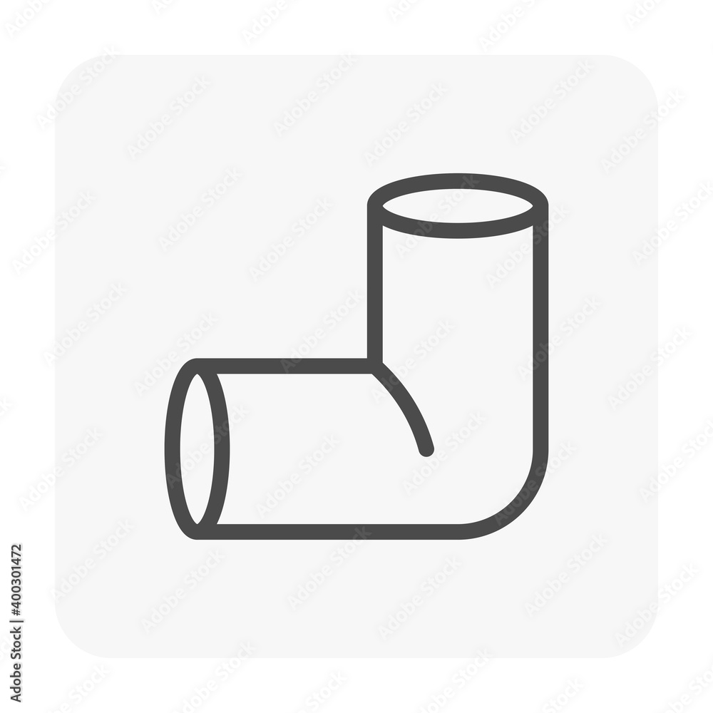PVC (Polyvinyl Chloride) or plastic pipe fitting vector icon. Elbow ...