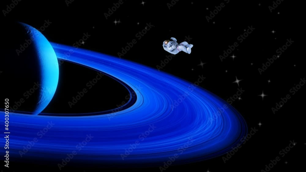 Neptune Planet With Astronaut Fly Space Background 3D Rendering ...