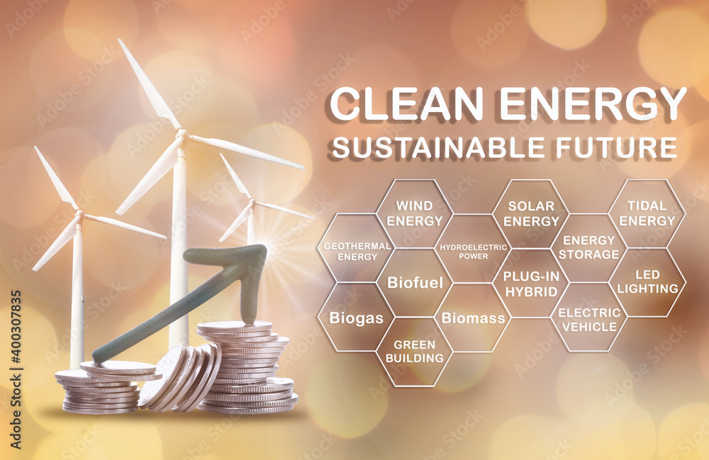 Clean energy concept to sustainable future concept and alternative ...