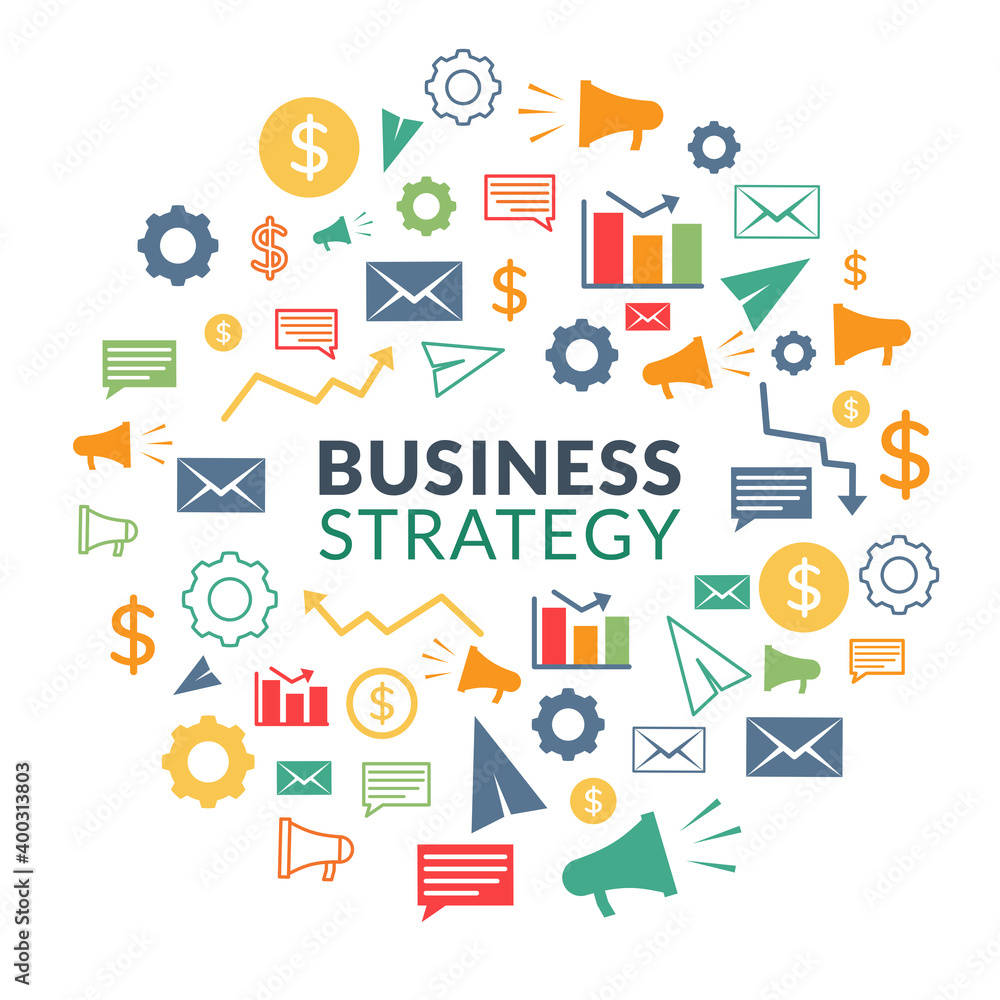 Business strategy background. Colorful symbols suitable for many ...