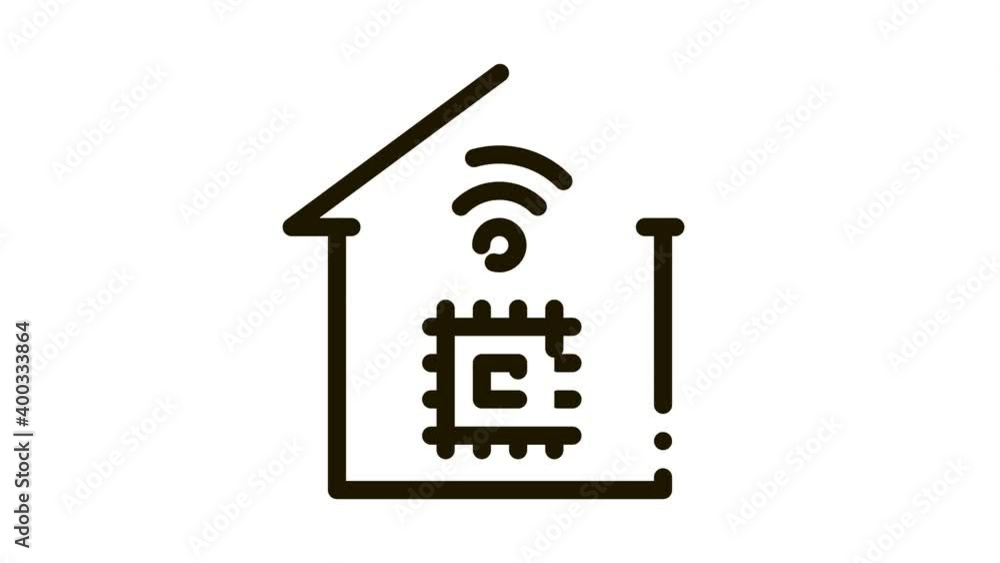 smart house chip wifi Icon Animation. black smart house chip wifi ...