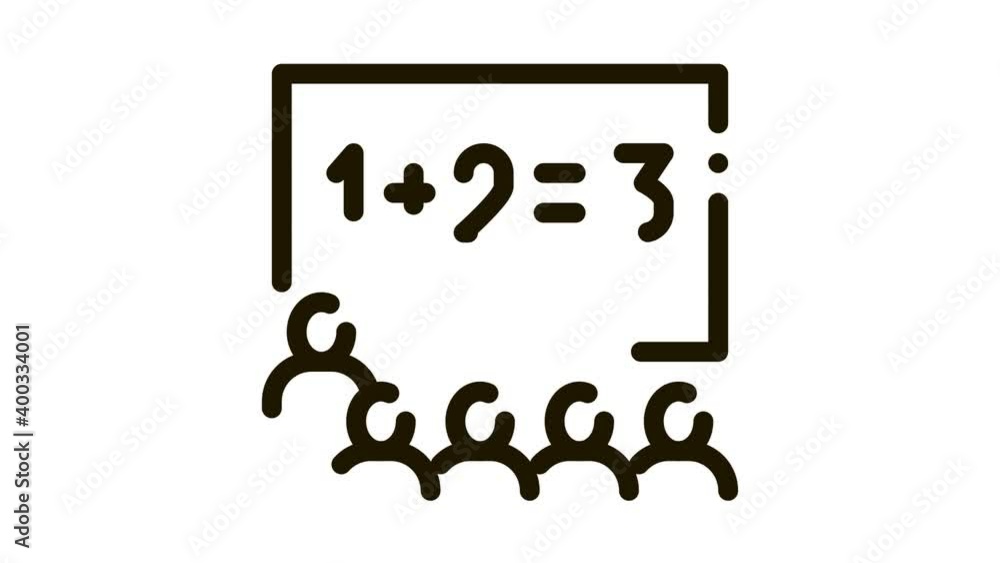 preschool class children education mathematics Icon Animation. black ...