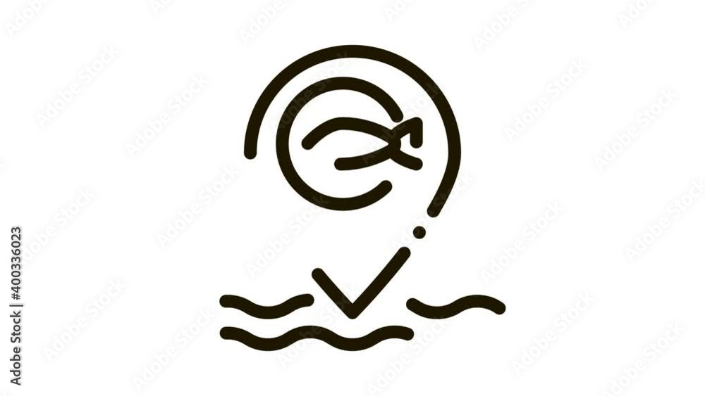 marine fish location Icon Animation. black marine fish location ...