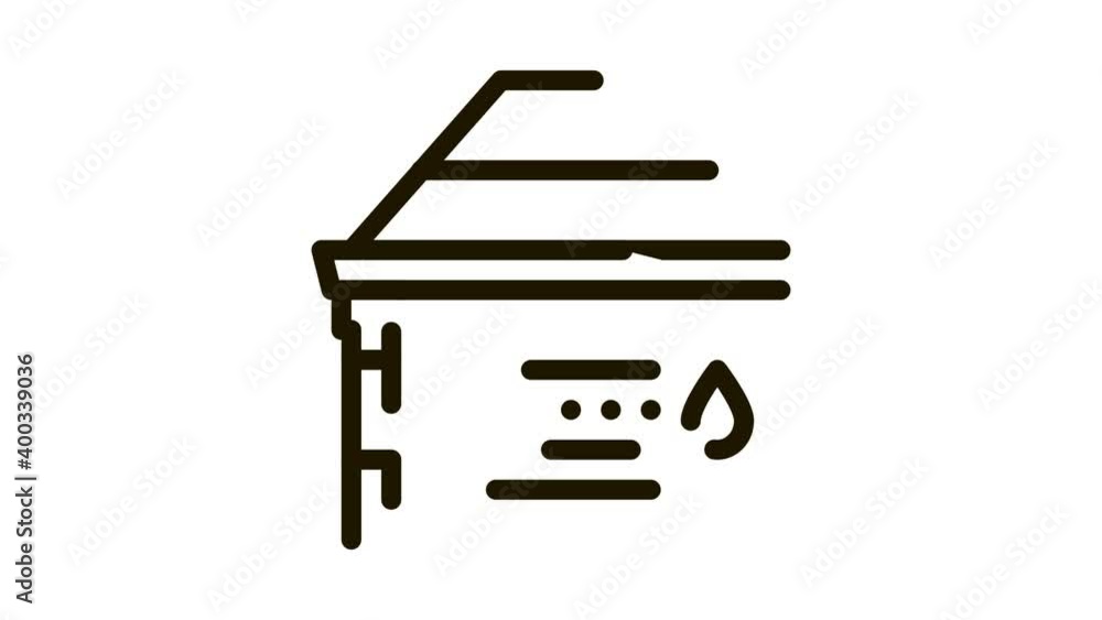 roof gutter system Icon Animation. black roof gutter system animated ...