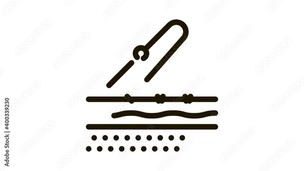 stitching of surgical incision Icon Animation. black stitching of ...