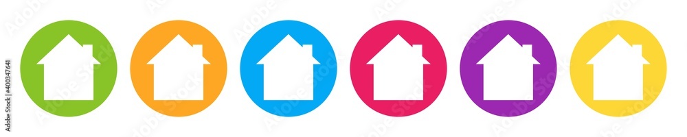 Set home colored icons isolated on white background. Collection color ...