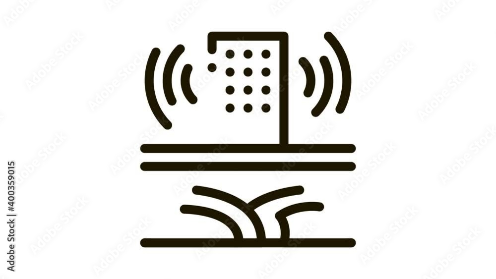 seismic wave high-rise building Icon Animation. black seismic wave high ...