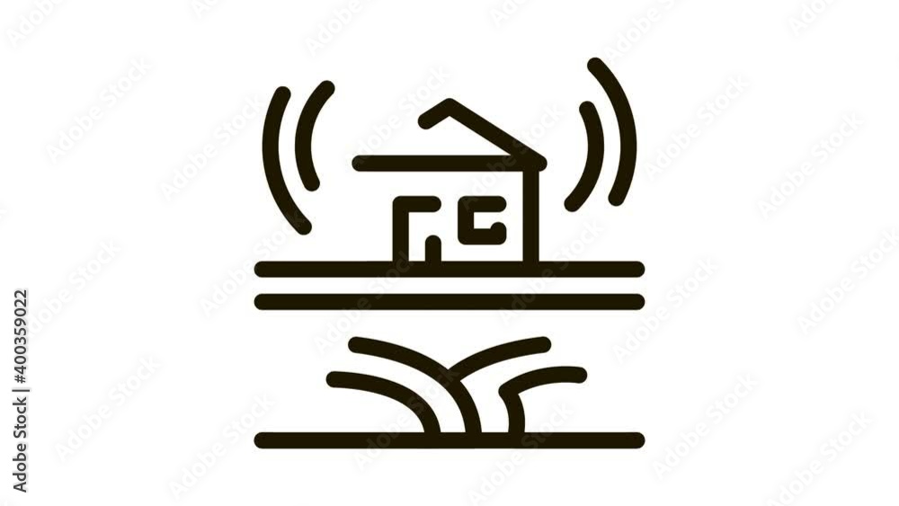 seismic wave residential building Icon Animation. black seismic wave ...