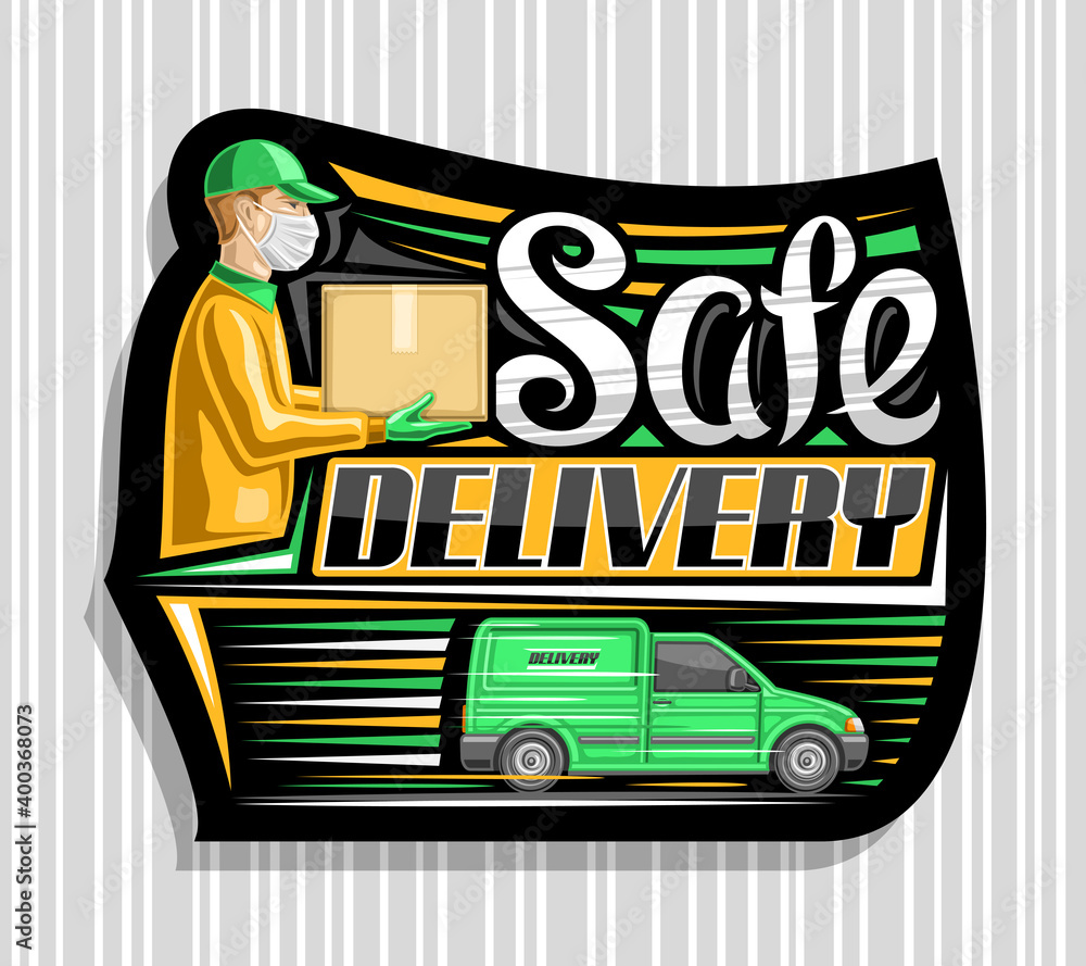 Vector logo for Safe Delivery, black signage with illustration of man ...