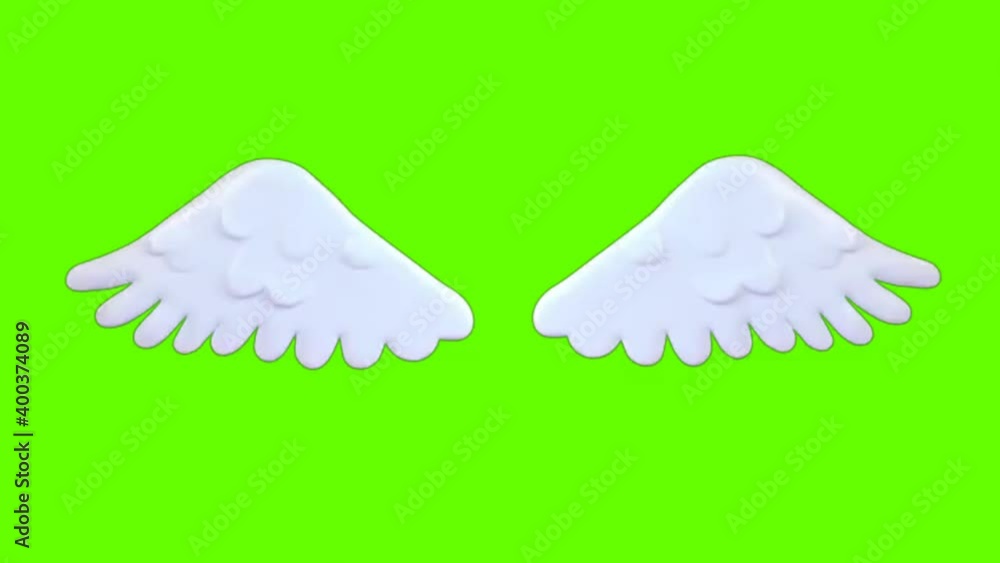 White Angle Wings On Green Screen Background 4K Animations. White Wings ...