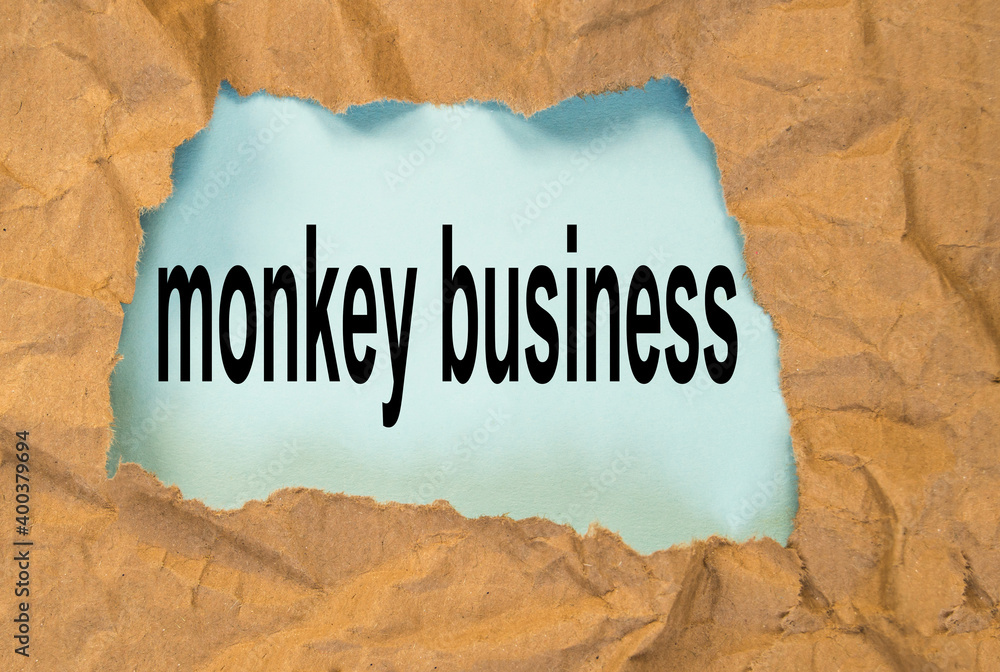 inscription monkey business phrase-message through a hole in the ...
