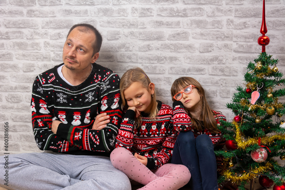 Sad family home alone in self isolation at christmas feeling depressed ...