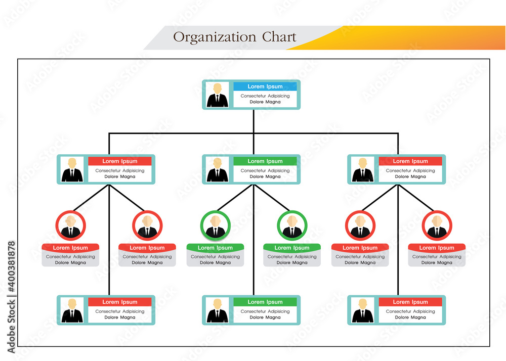 Organization Chart Infographics with People Icon and Abstract Line ...