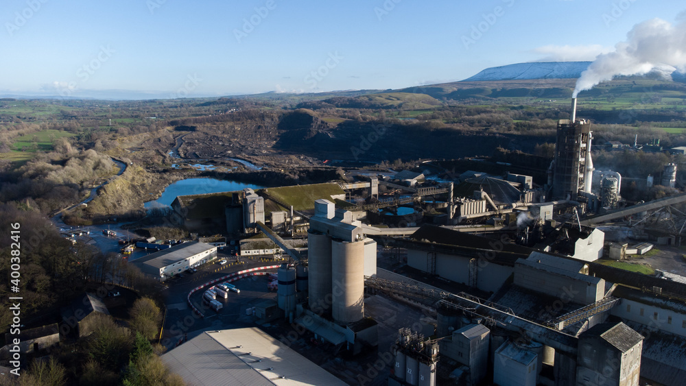 Large limestone quarry and cement factory in clitheroe, Lancashire ...