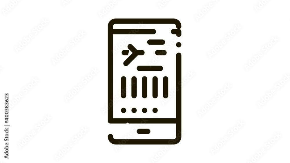Flight Information On Phone Icon Animation. black Flight Info On ...